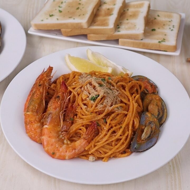 Seafood Aligue Pasta - Lola Baby Kusina
